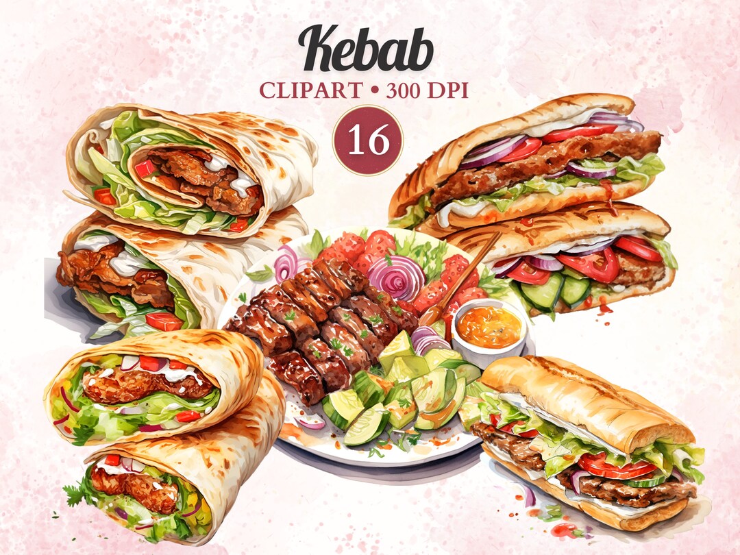 Kebab Clipart, Meat Clipart, Grill Clipart, Meal Clipart, Gyro, Junk ...