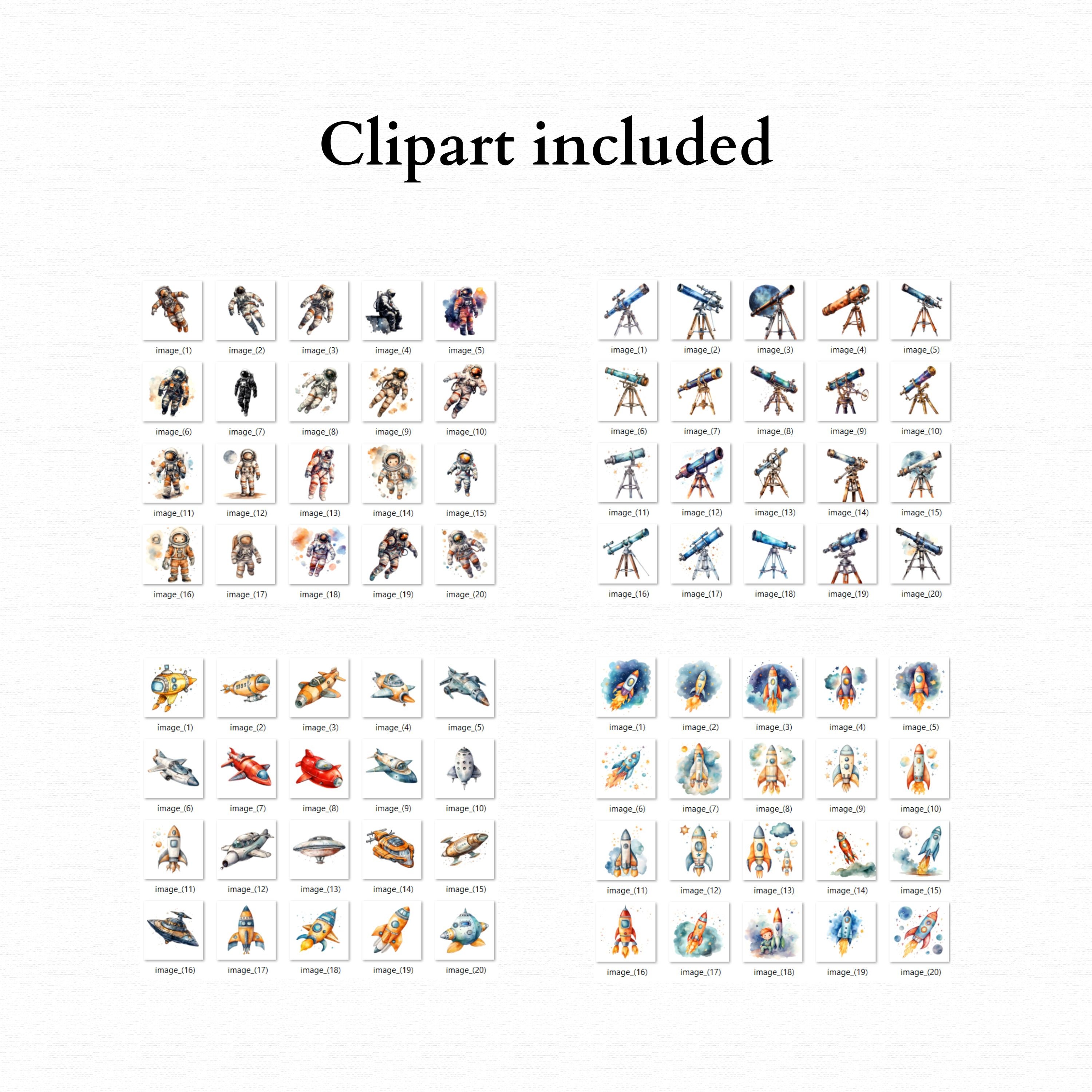 Space Elements Clipart Bundle Watercolor Galaxy Clipart - Etsy