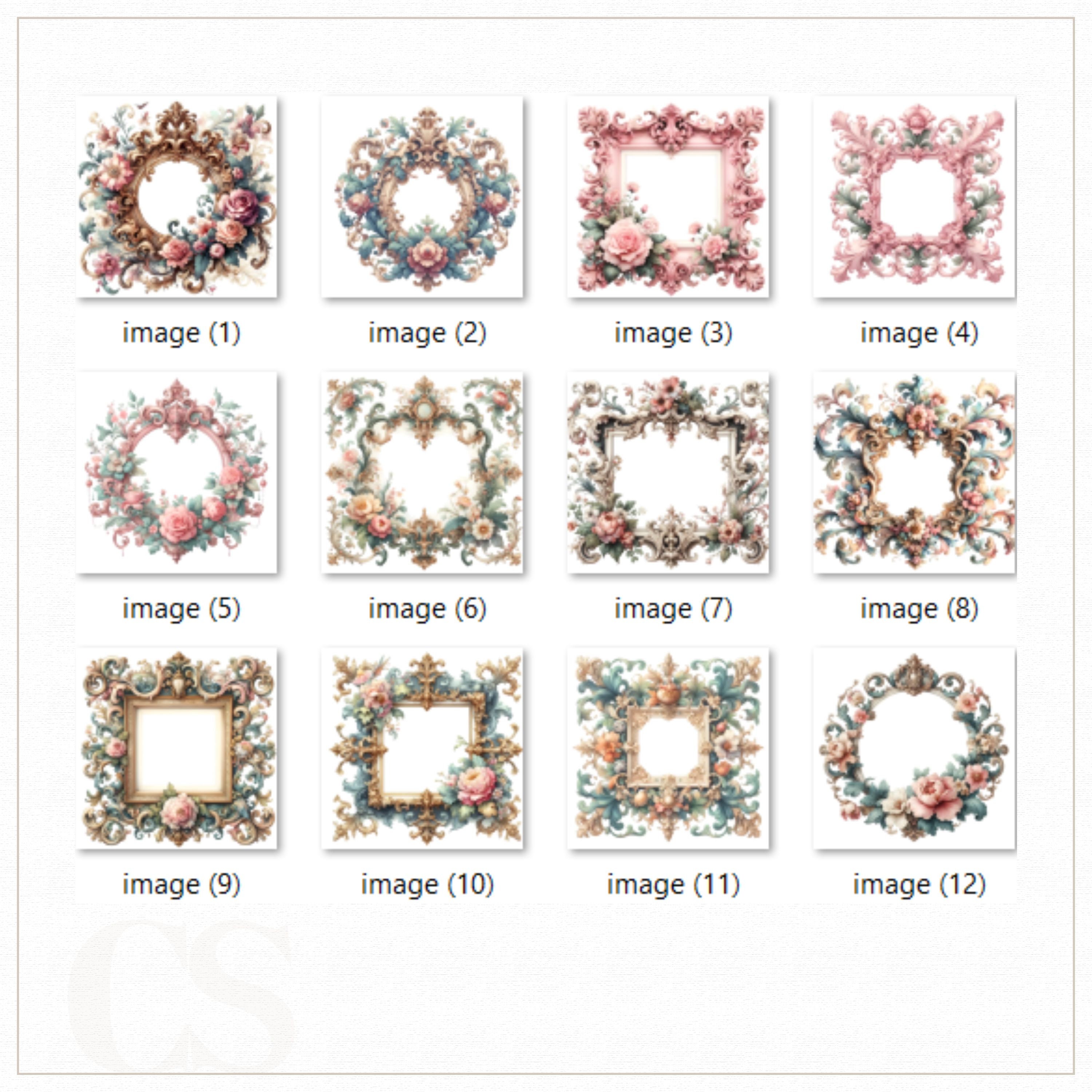Rococo Frame Clipart, Antique Printable Frames Png to Ornate Picture ...