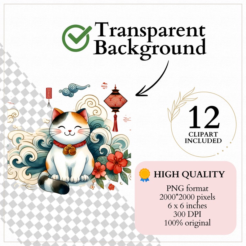 Japanese Cat Clipart, Japanese Lucky Cat, Maneki Neko, Japan Clipart ...