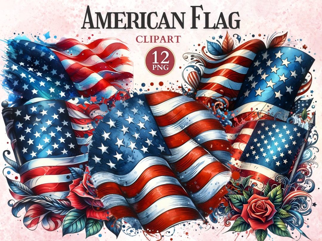 American Flag Clipart, Independence Day Graphics, American Flag Vector ...