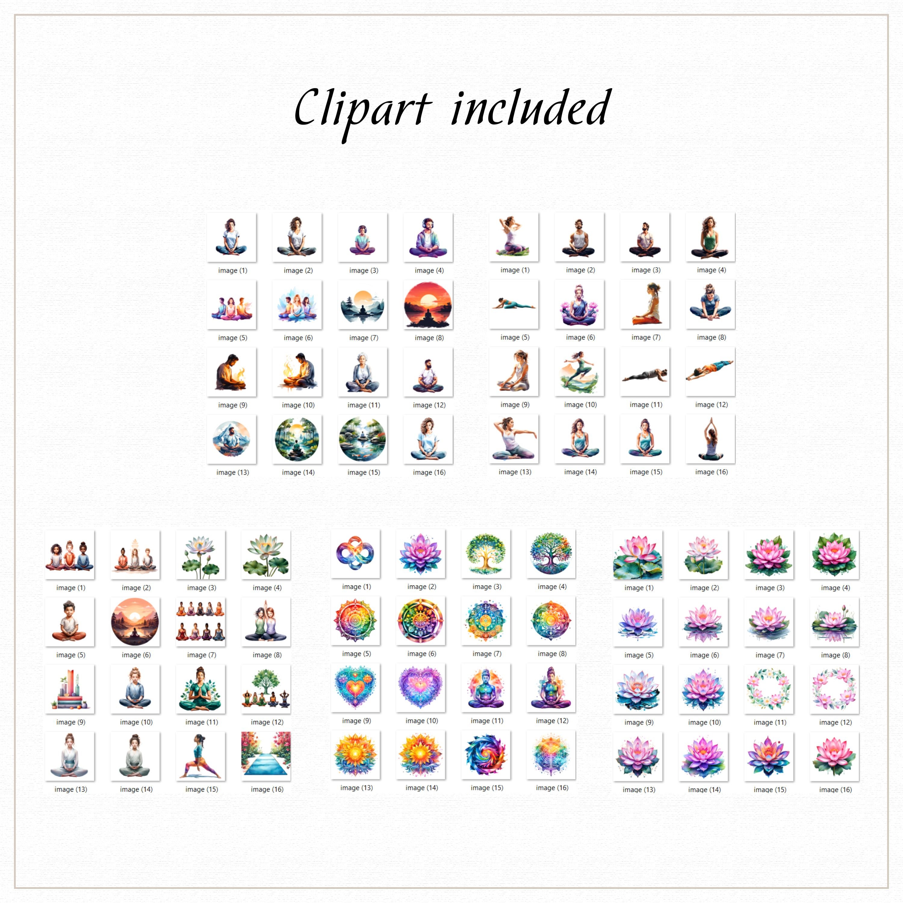 Yoga Clipart Bundle, Yoga Png, Yoga Pose, Mindfulness, Mindful Clipart ...