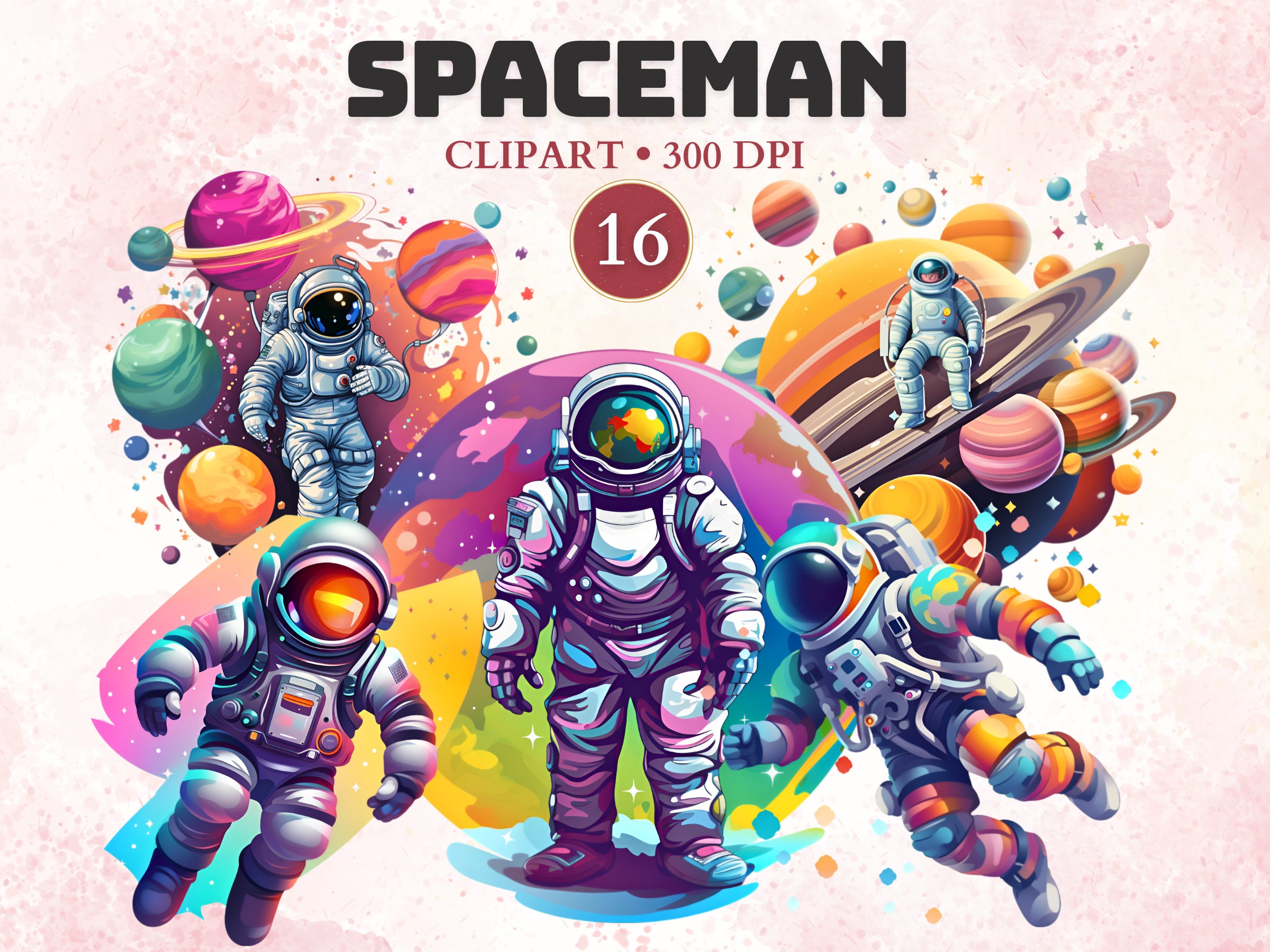 Spaceman Clipart, Pastel, Astronaut, Explorer, Space Clipart, Galaxy ...