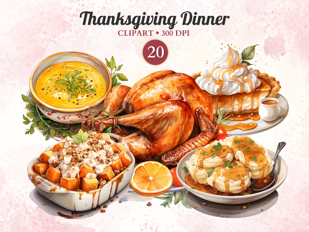 Thanksgiving Dinner Clipart, Turkey Clip Art, Bakery Clipart, Pumpkin ...