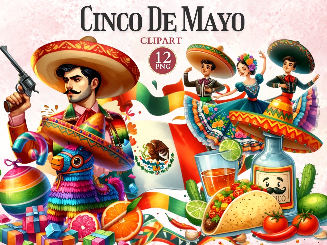 Cinco De Mayo Clipart, Papel Picado, Cactus Graphic, Sombrero Png ...