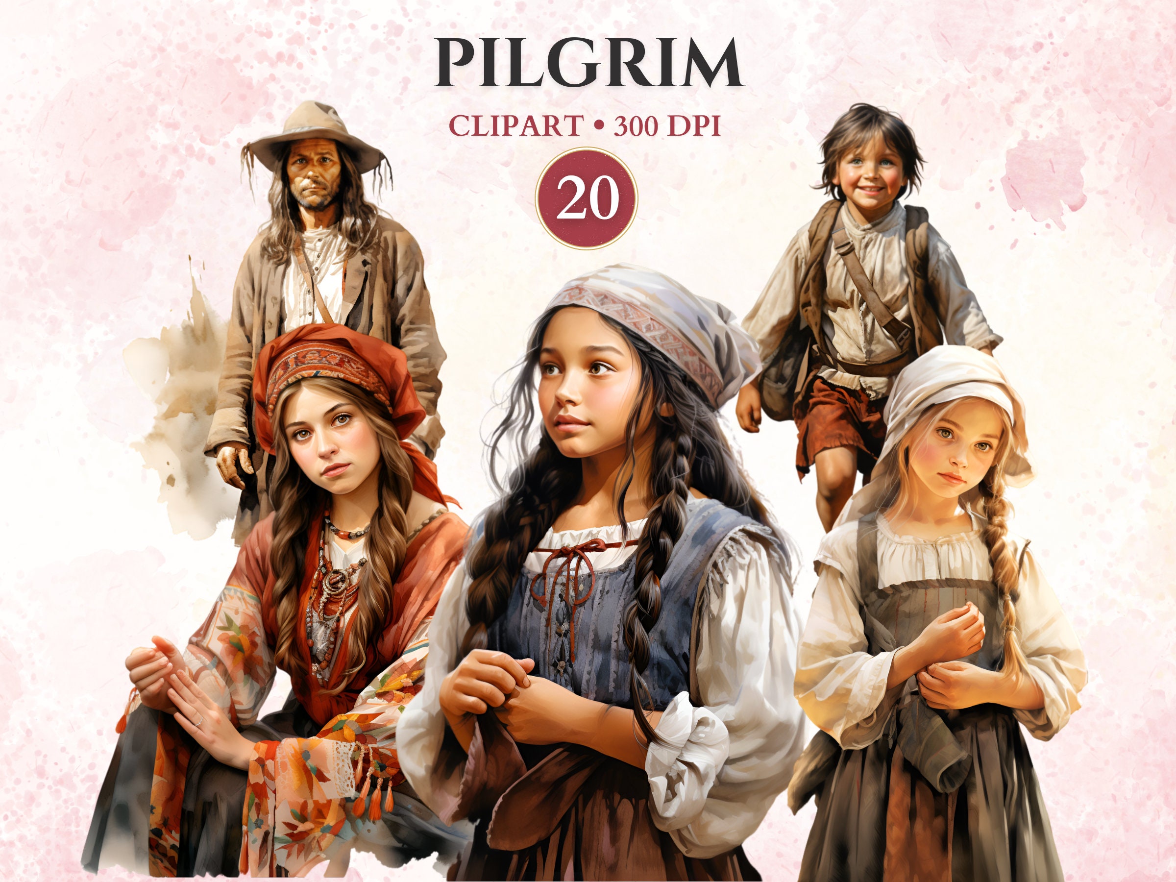 Pilgrim Clipart Thanksgiving Clipart Pilgrim Clip Art - Etsy