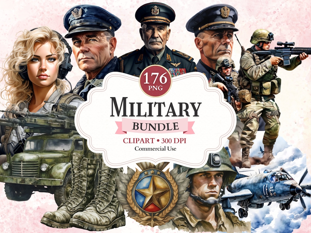 Military Clipart Bundle, Army Clipart, Military Vehicle, Weapon Png ...