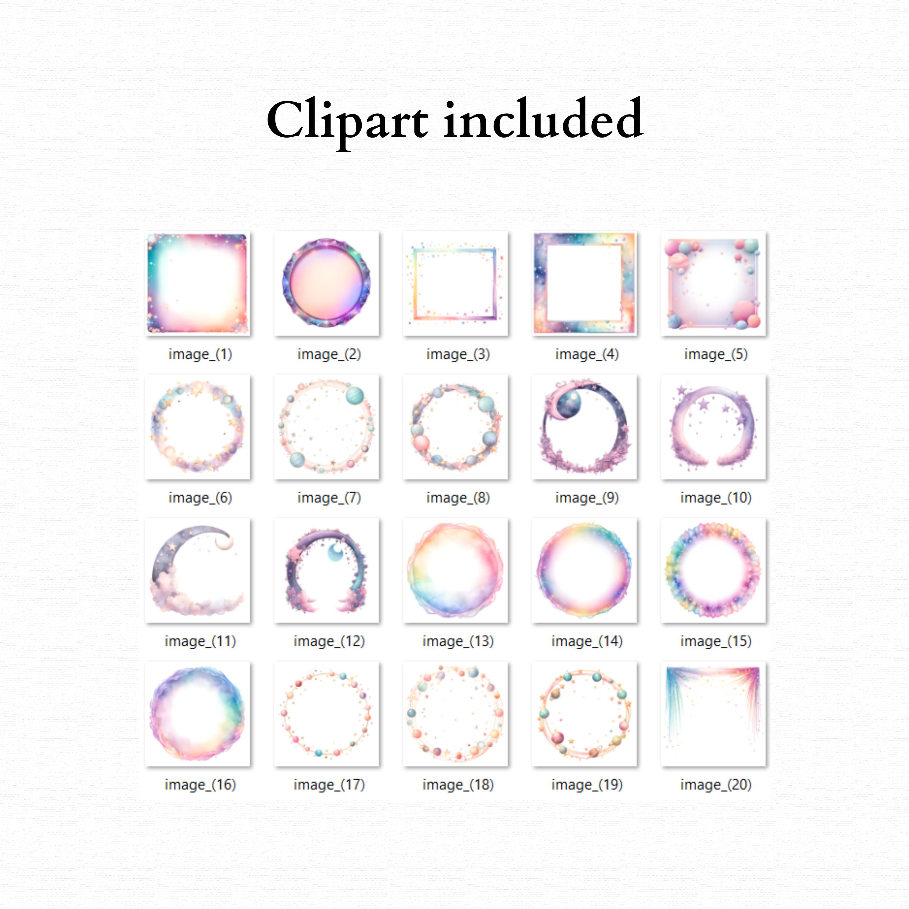 Celestial Frame Clipart, Watercolor, Border Clipart, Space, Universe ...
