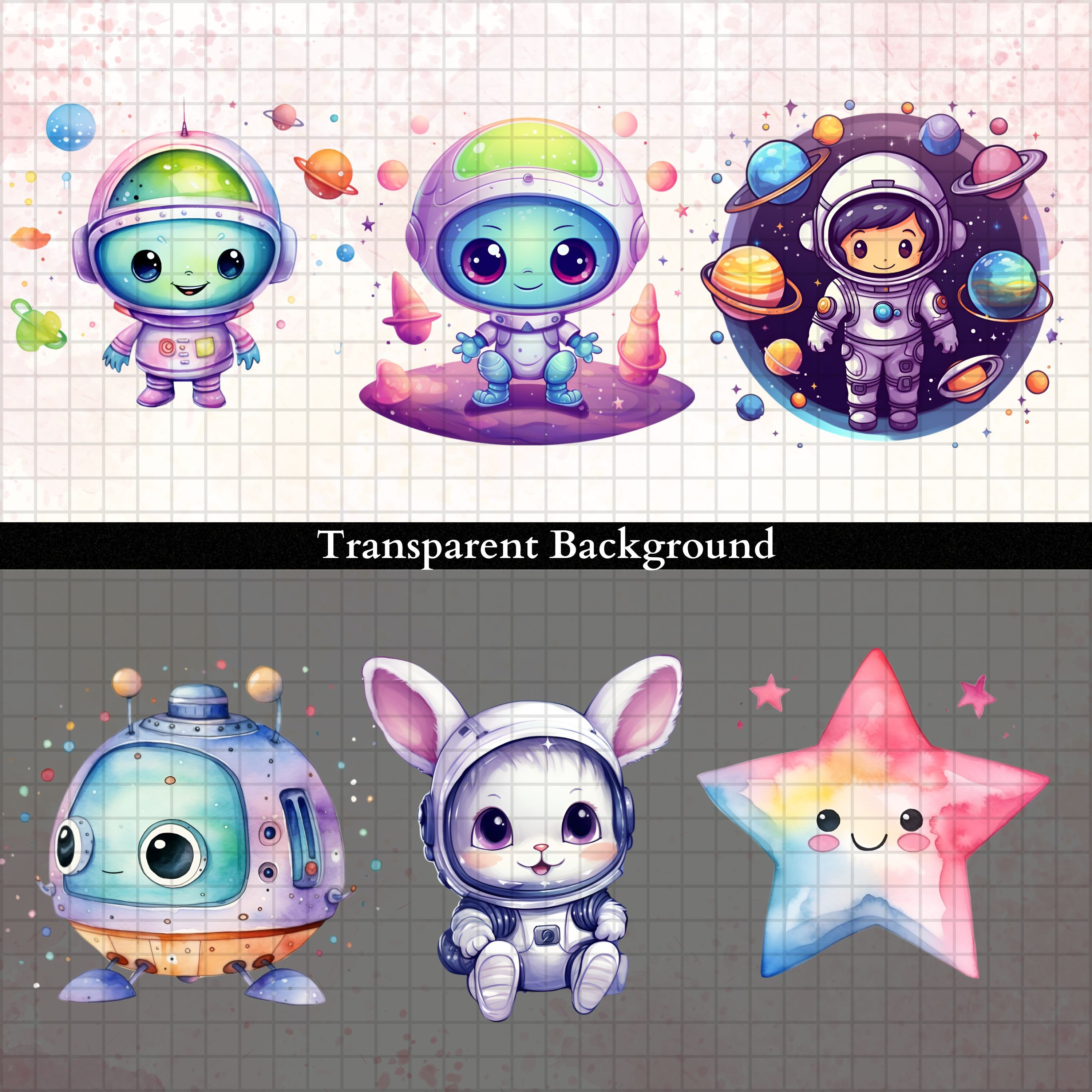 Kawaii Galaxy Clipart, Watercolor, Cute Space, Galaxy Clipart, Universe ...