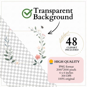 Seasons Frames Clipart Bundle, Greenery Frame Png, Winter, Spring ...