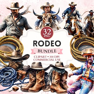Rodeo Clipart Bundle, Bull Riding Clipart, Cowboy Vector, Bull Design ...