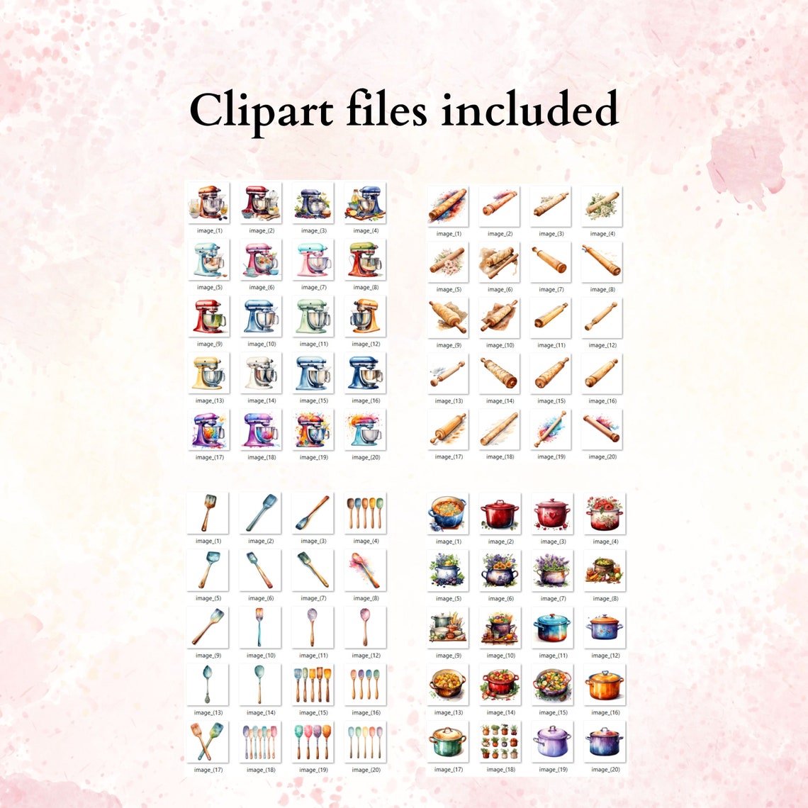Kitchen Utensils Bundle, Set, Watercolor, Cooking Tools Clipart, Chef ...