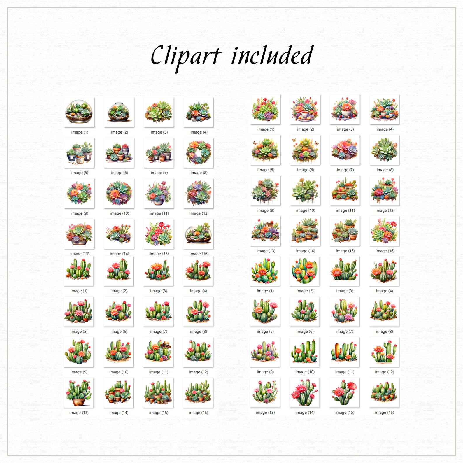 Succulents Clipart Bundle, Springtime Graphics, Garden Designs, Cactus ...