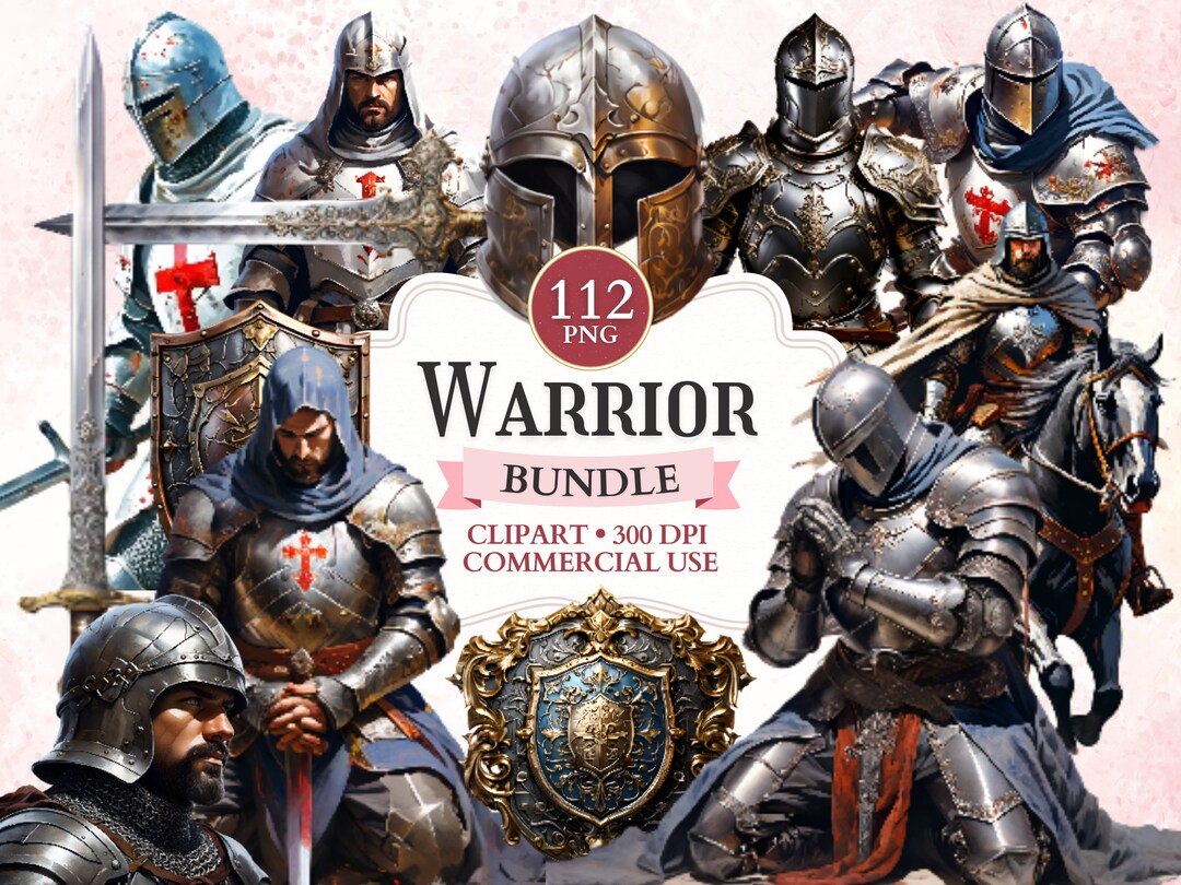 Warrior Clipart Bundle, Knight Clipart, Sword Image, Armor Png ...