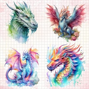 Watercolor Dragon Clipart, Dragons Illustration, Dragon Art, Fantasy ...