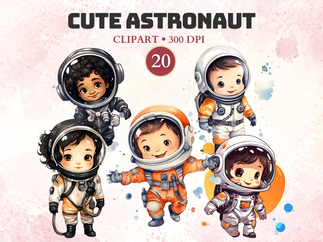 Cute Astronaut Clipart, Watercolor, Kawaii Space, Galaxy Clipart ...