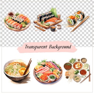 Japanese Food Clipart Bundle, Japanese Cuisine, Japan Food, Asian Food ...