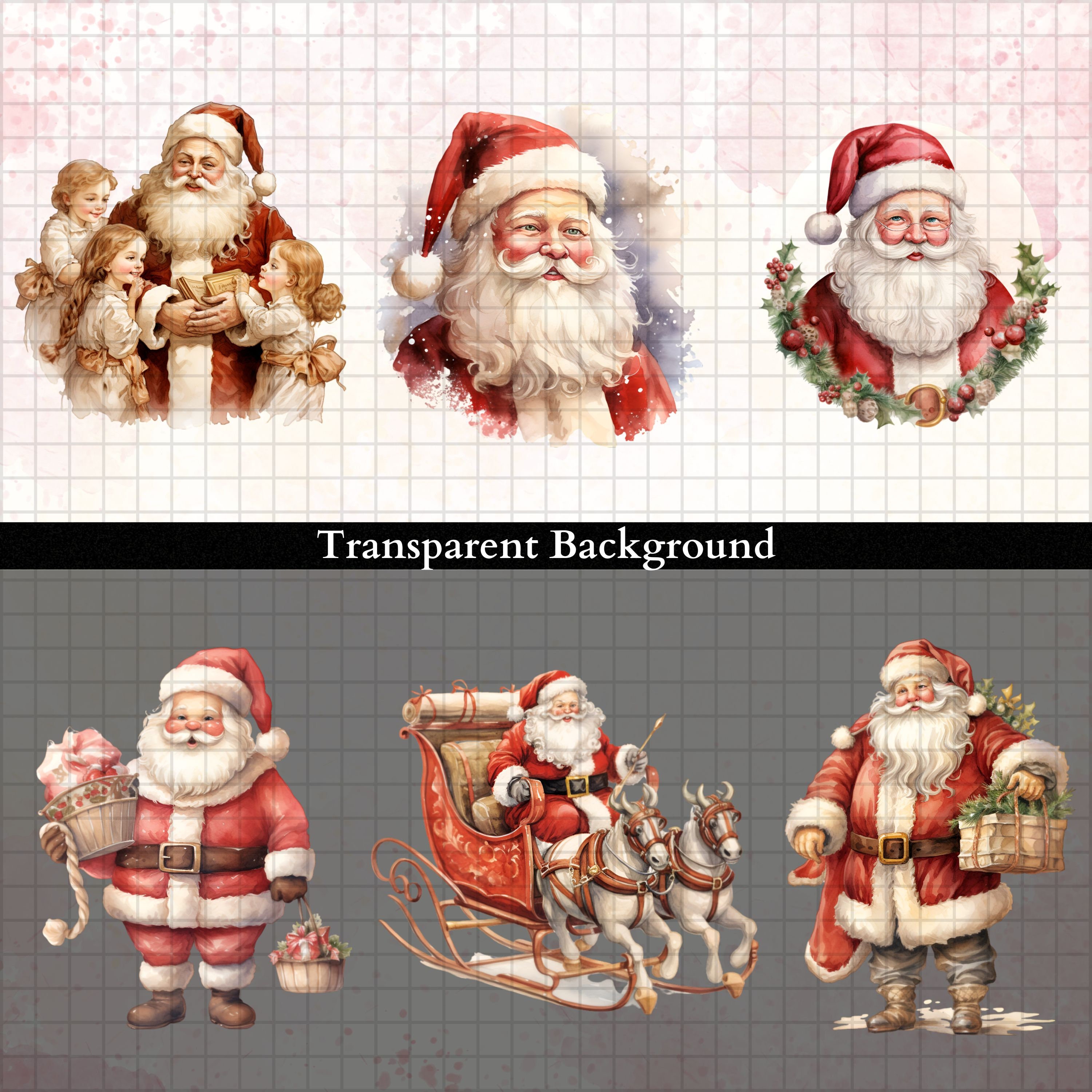 Vintage Santa Claus Clipart, Santa Claus Png, Merry Christmas Clipart ...