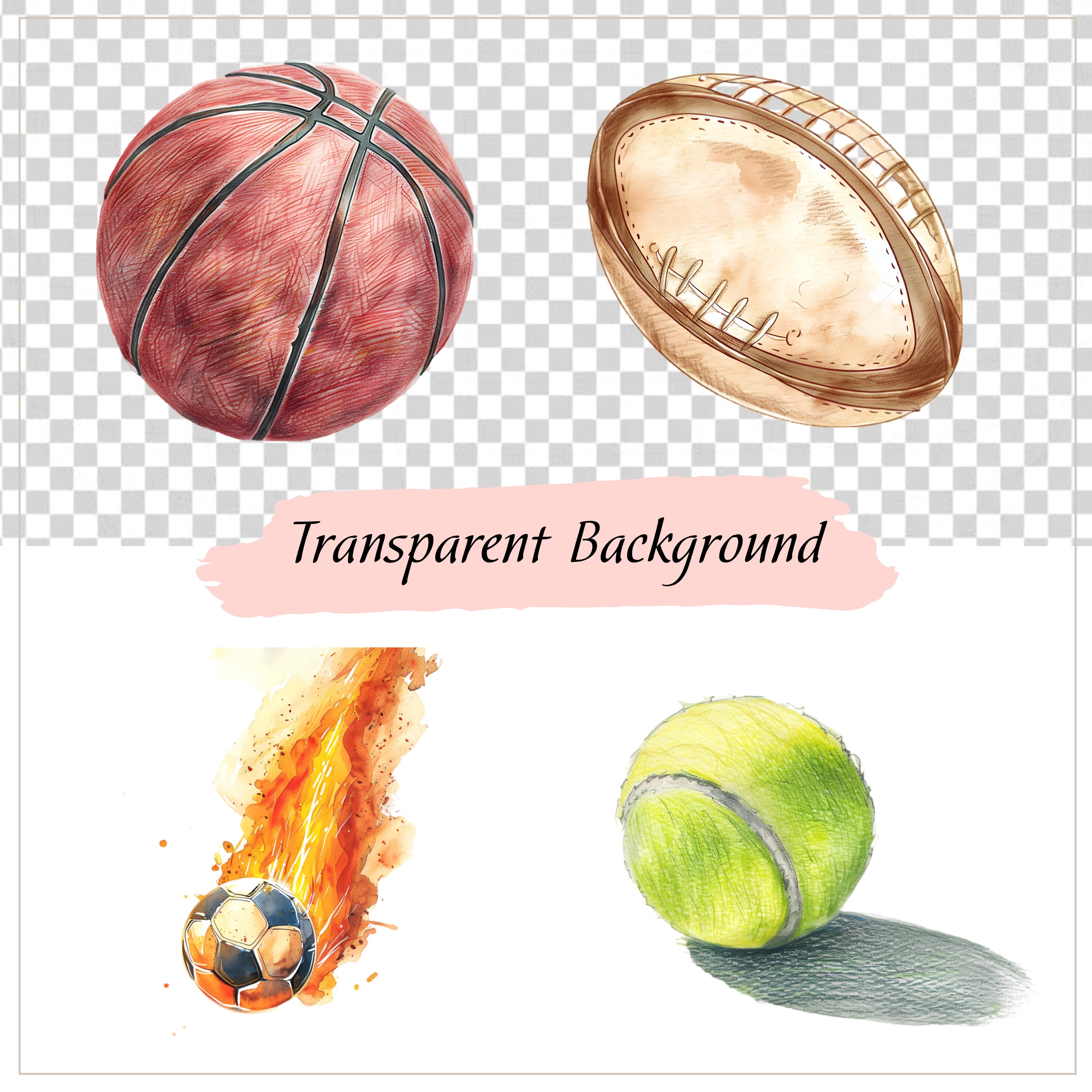 Sport Balls Clipart Bundle, Soccer Ball, Basketball, Baseball, Tennis ...