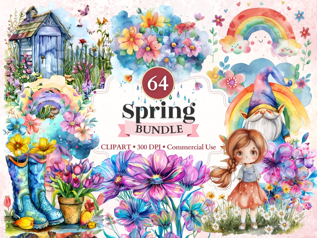 Spring Clipart Bundle, Spring Flower Vector, Springtime Graphics ...