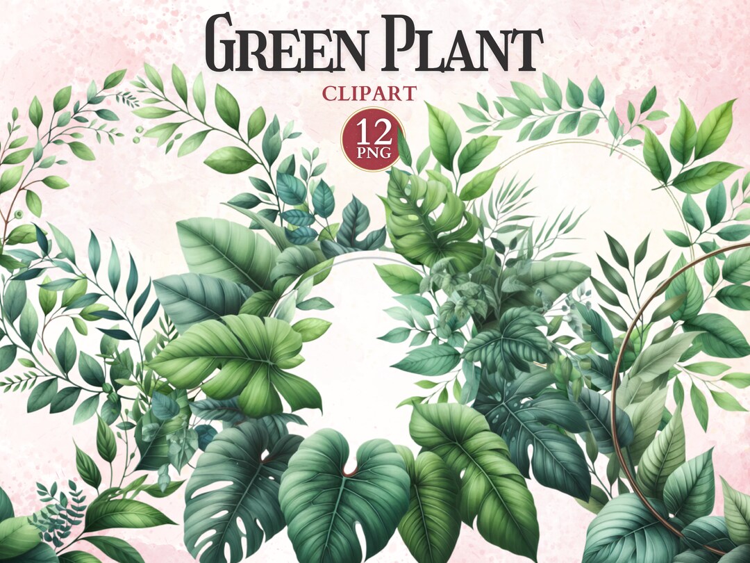 Green Plant Frame Clipart, Botanical Leaves Border, Printable Photo ...