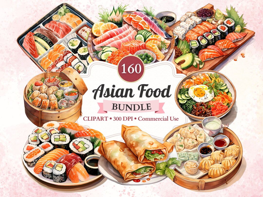 Asian Food Clipart Bundle, Asian Cuisine, Chinese Food, Japanese Food ...