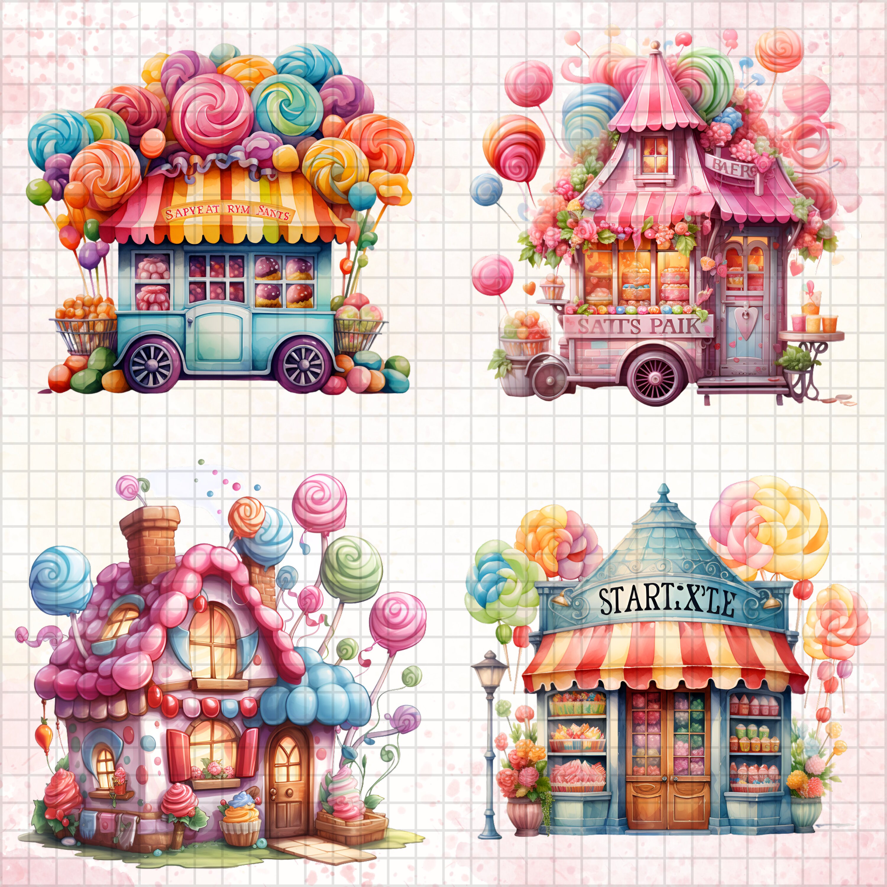 Rainbow Candy Shop Clipart, Candy Storefront Clipart, Candy Store ...