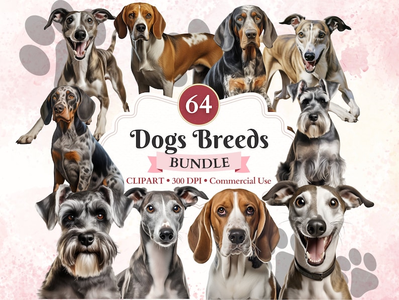 Dogs Breeds Clipart Bundle, Italian Greyhound, Hound Silhouette ...