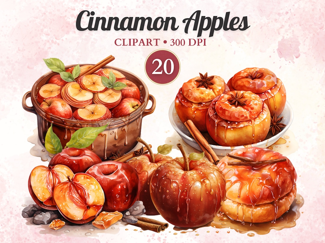 Cinnamon Apple Clipart, Apple Harvest, Dessert Set, Delicious Dessert ...