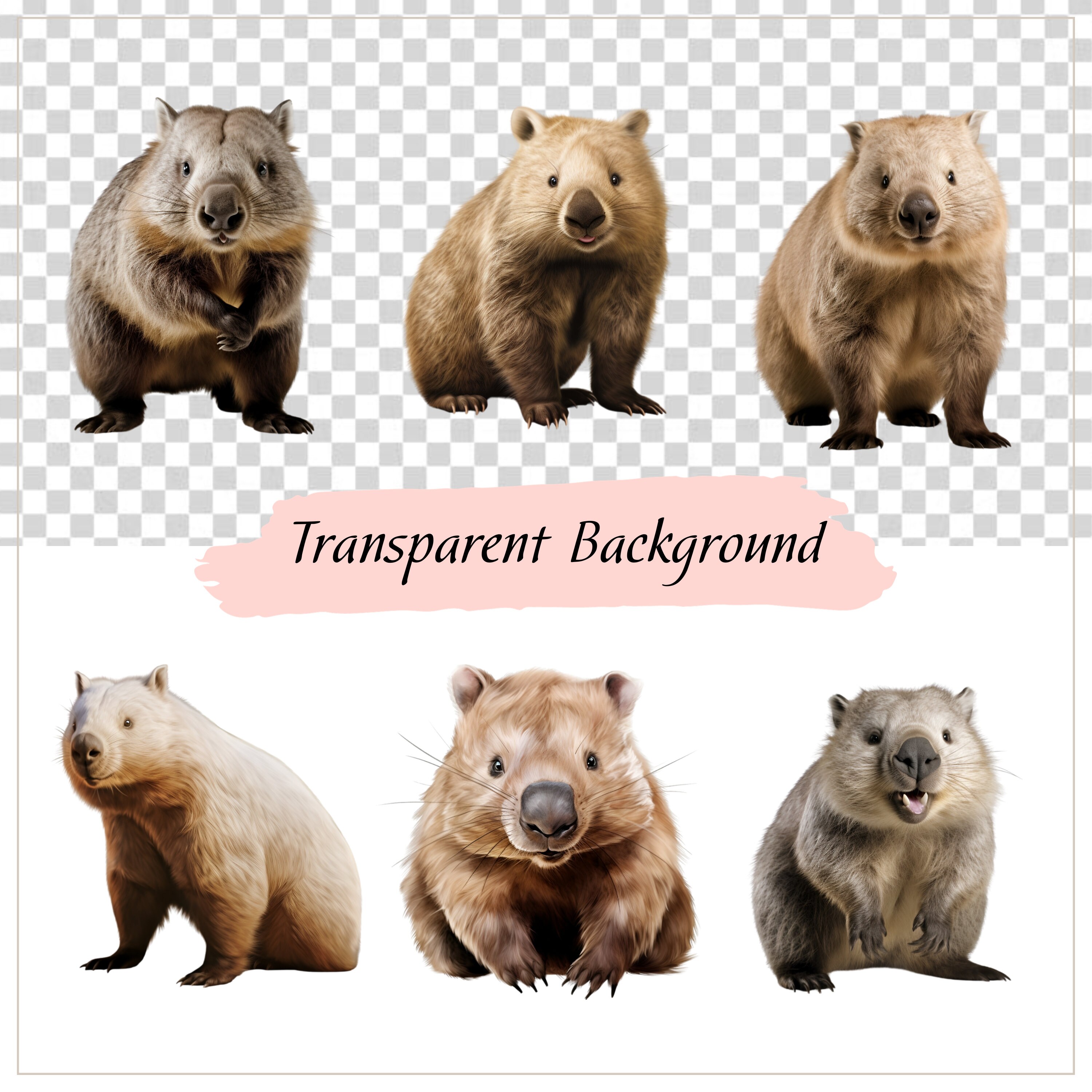 Wombat Clipart, Cute Wombat Design, Wild Animals, Wildlife Clipart ...