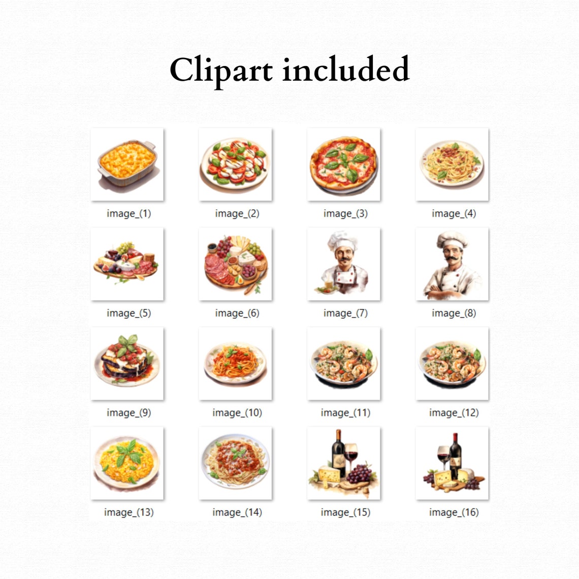 Italian Food Clipart, Pasta Clipart, Spaghetti, Wine and Cheese, Pizza ...
