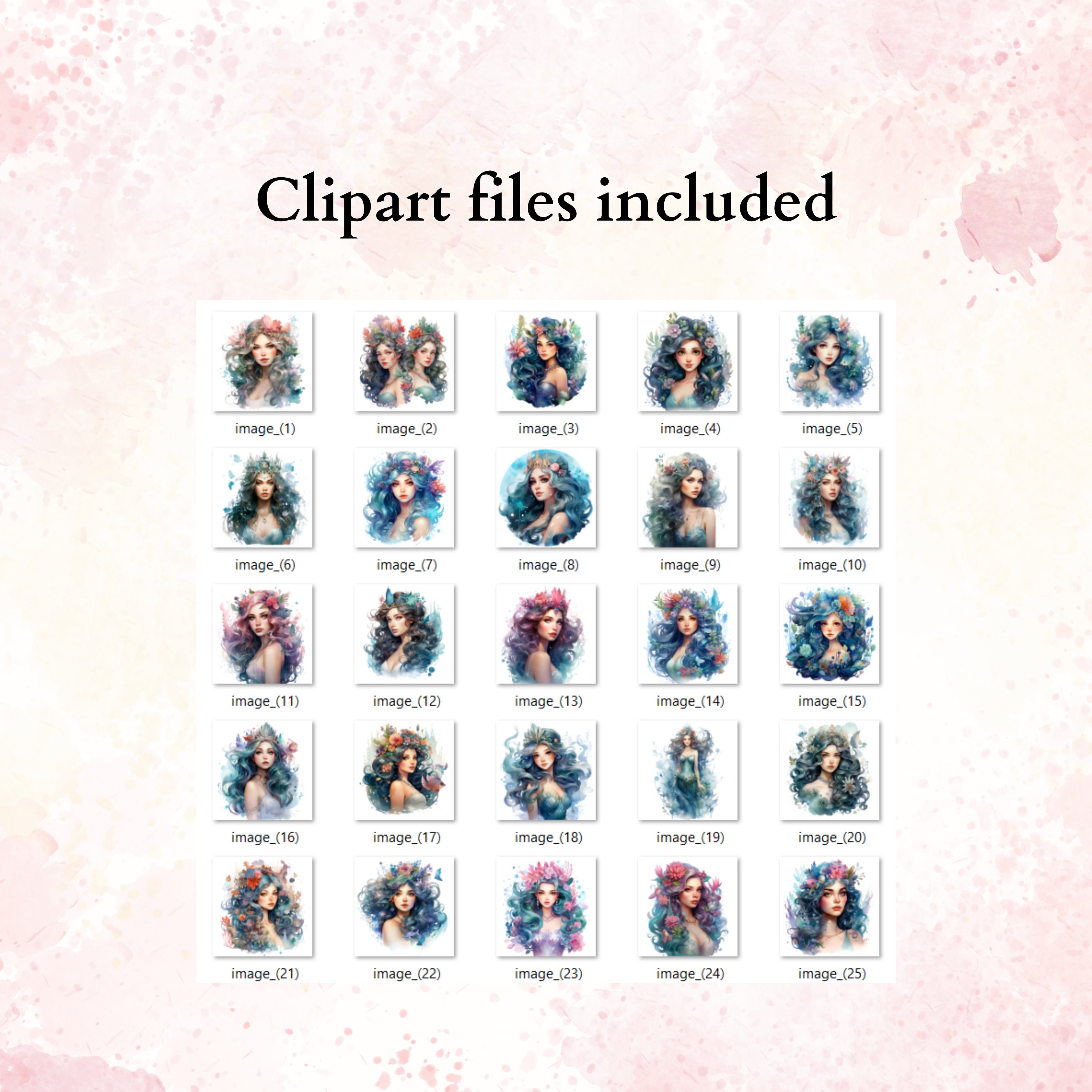 Princess Mermaid Clipart, Magical Mermaid, Sea Fairy, Underwater Art ...