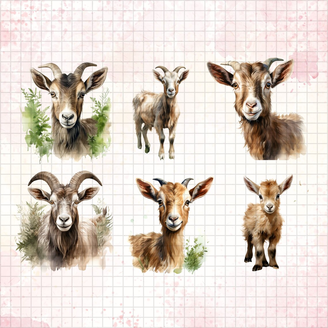 Goat Clipart, Watercolor, Goat Png, Goat Vector, Farm Animal Clipart ...