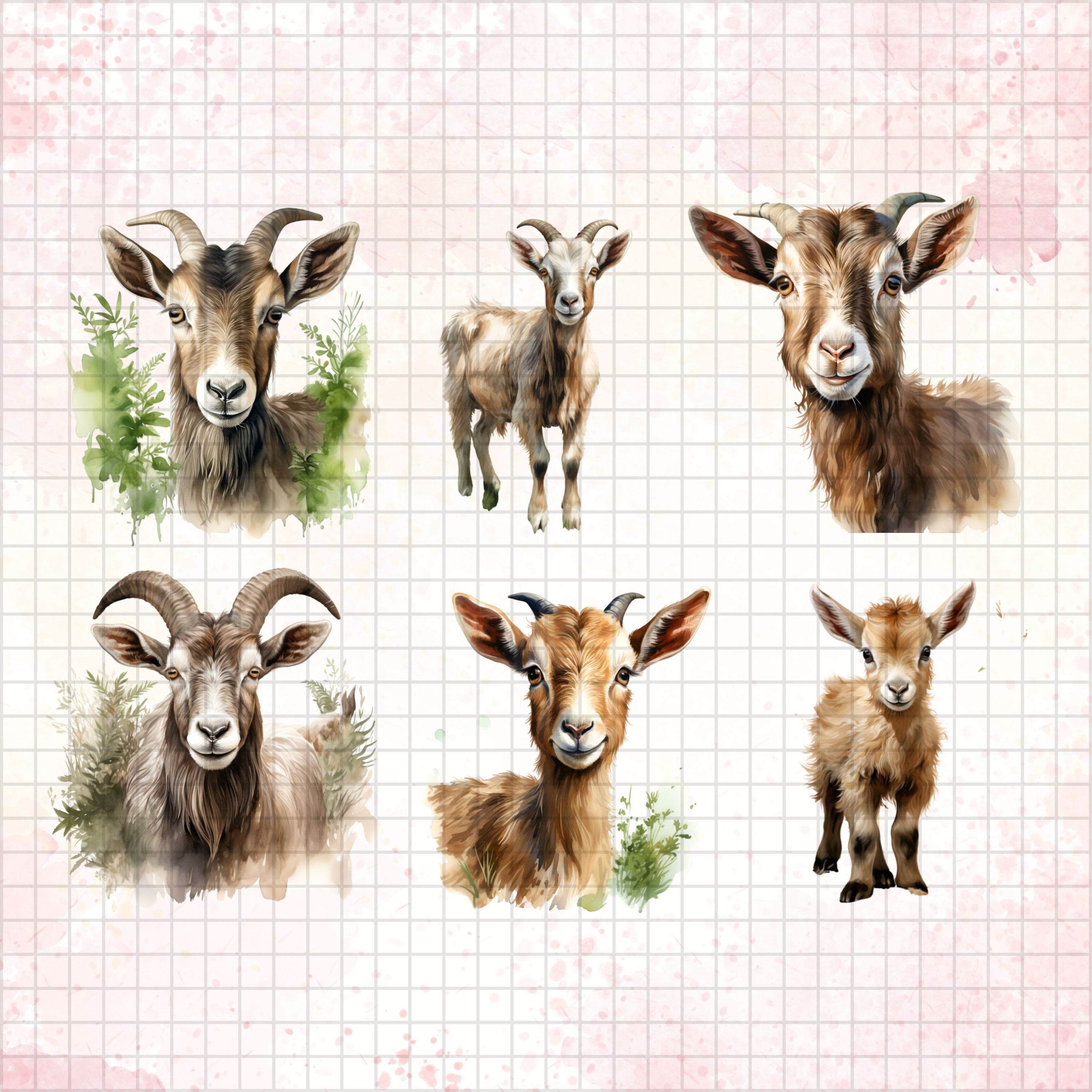 Goat Clipart, Watercolor, Goat Png, Goat Vector, Farm Animal Clipart ...
