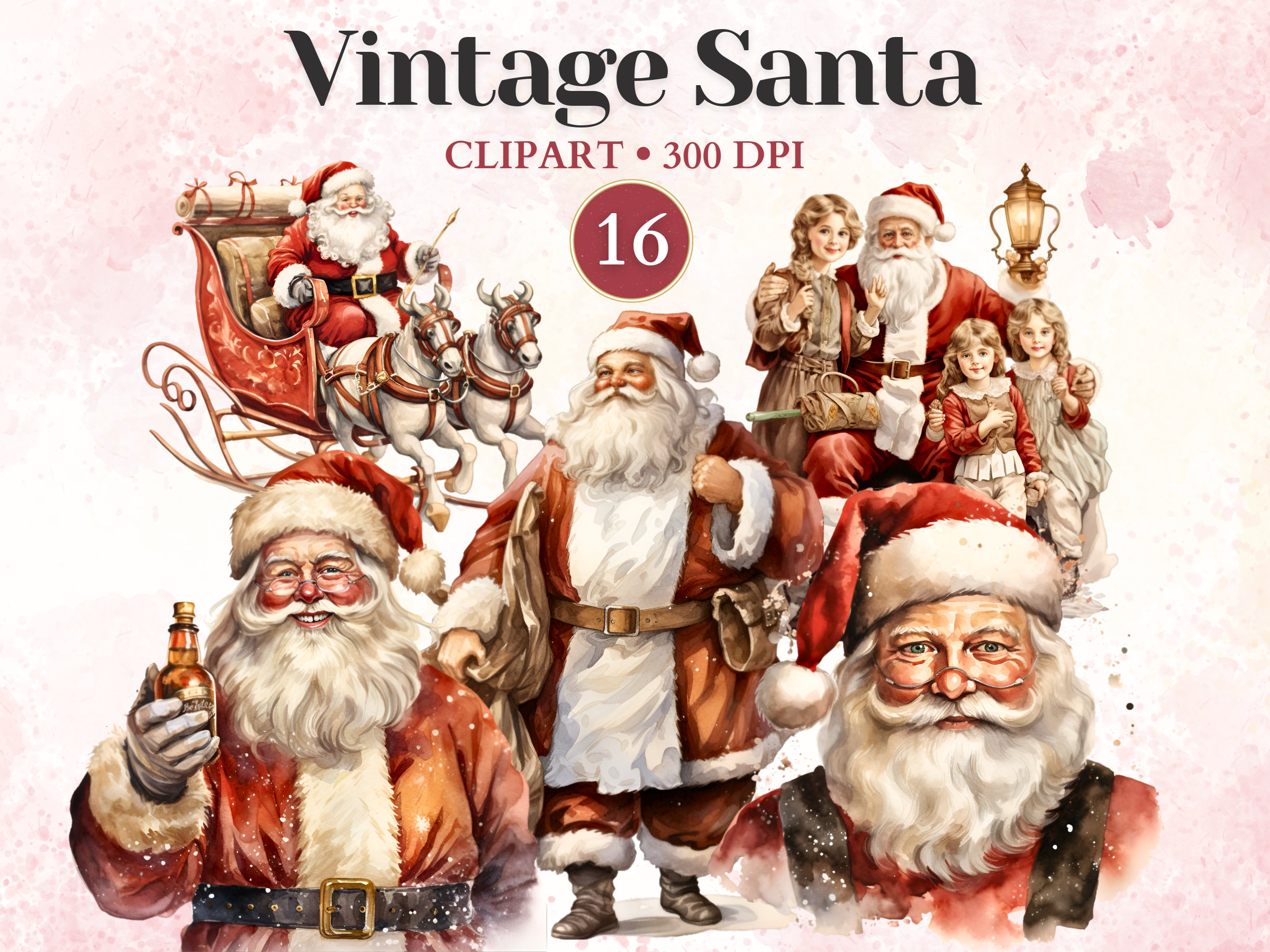 Vintage Santa Claus Clipart, Santa Claus Png, Merry Christmas Clipart ...