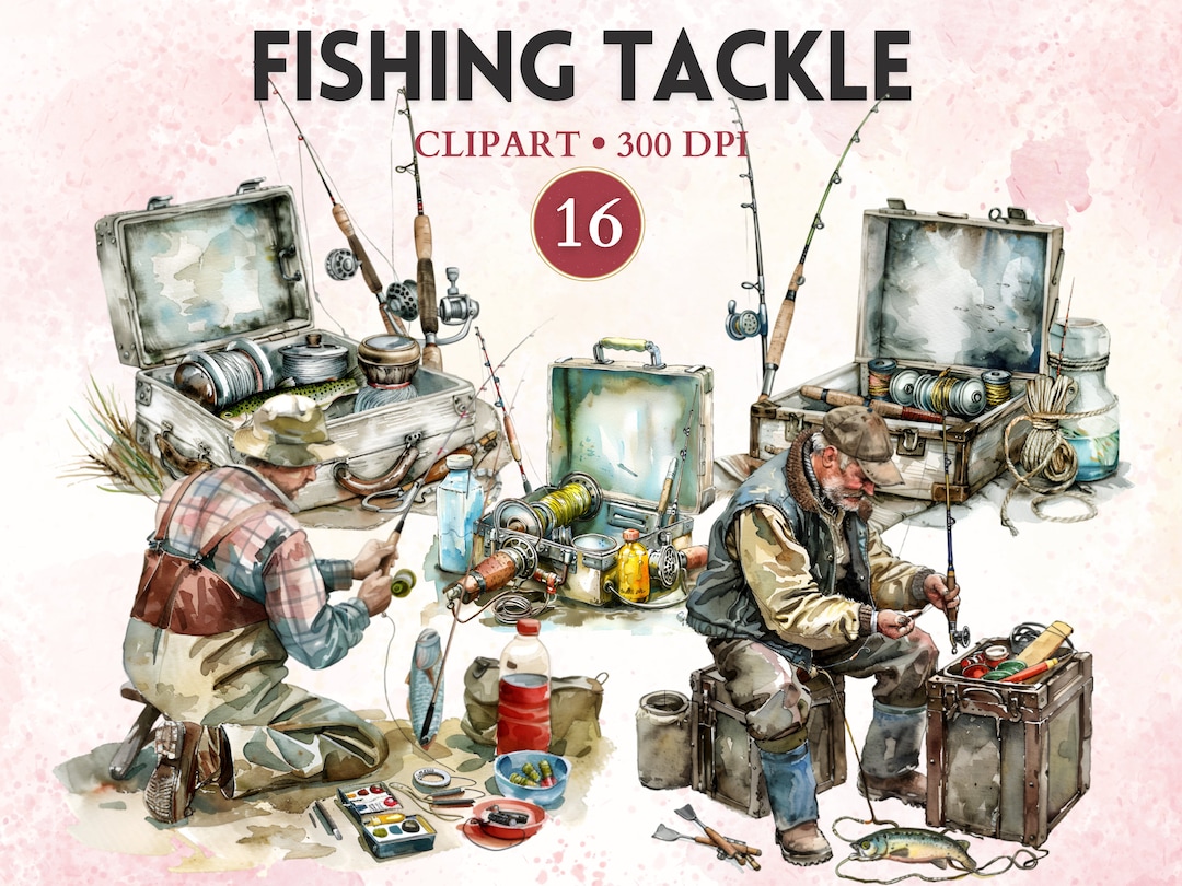 Fishing Tackle Clipart, Fishing Watercolor, Fishing Equipment, Sport ...