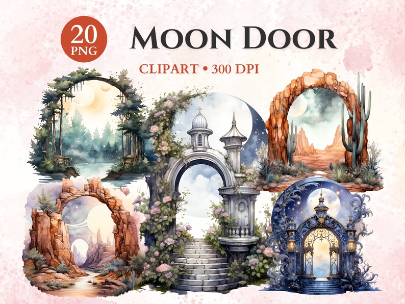 Moon Door Clipart, Magic Door Clipart, Celestial Clipart, Moon Png ...