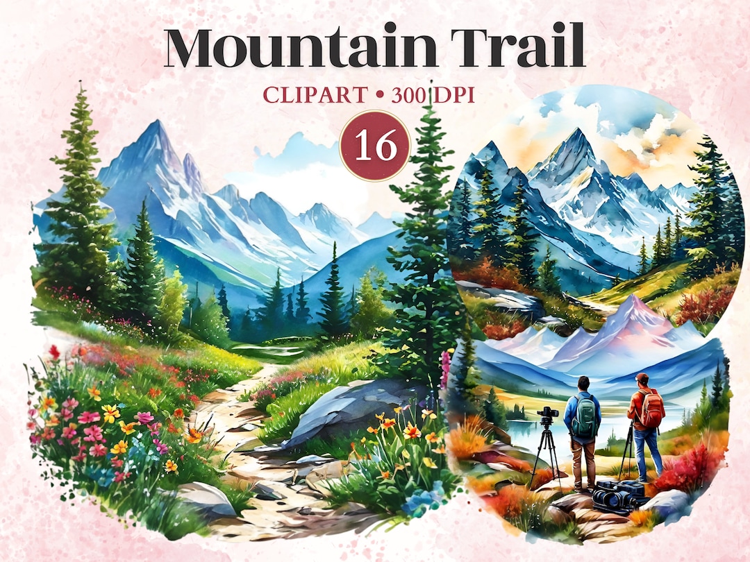 Mountain Trail Clipart, Forest Graphics, Trail Vector Art, Adventure ...