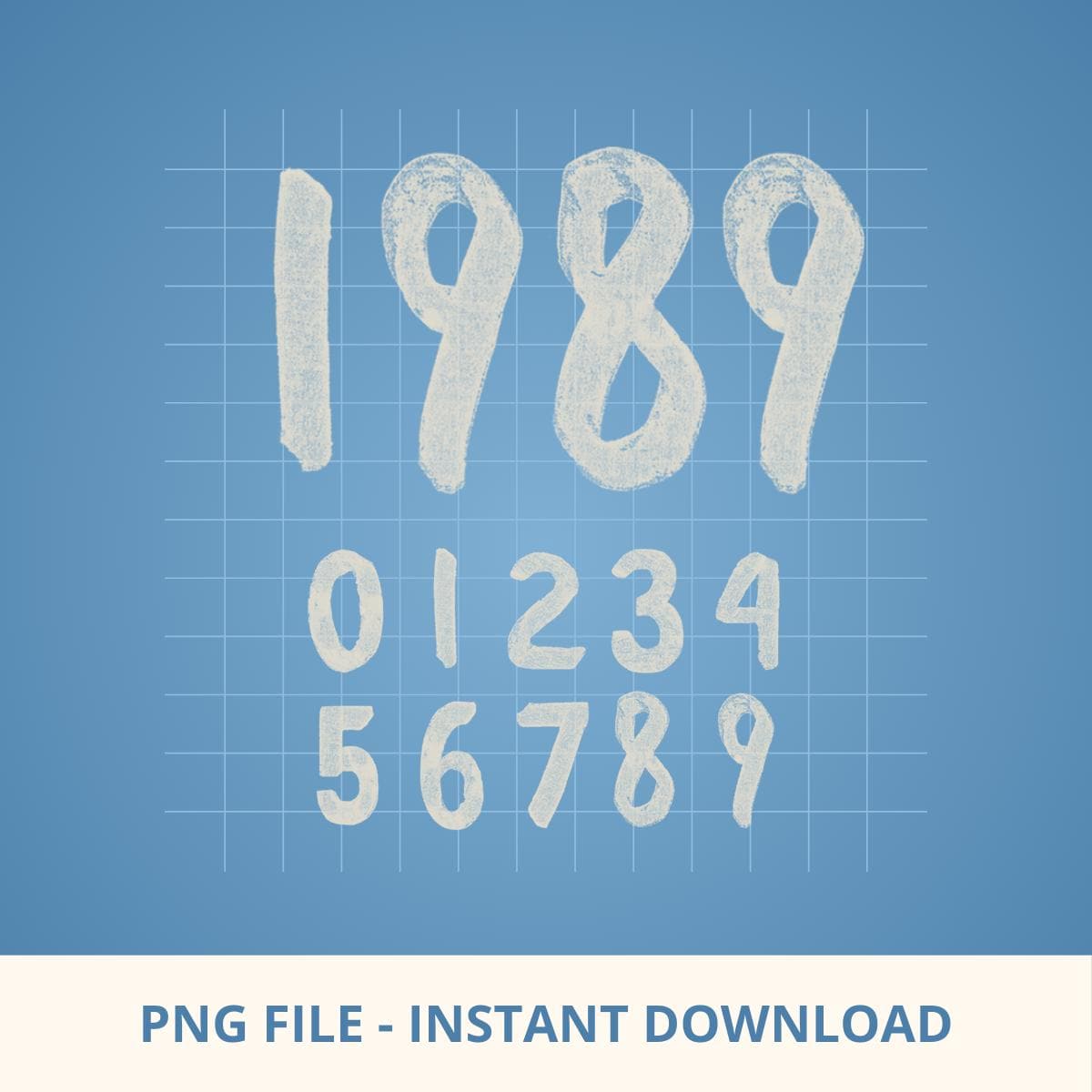 1989 Font Numbers PNG Merch Printing Logo Customize Handwriting Version ...