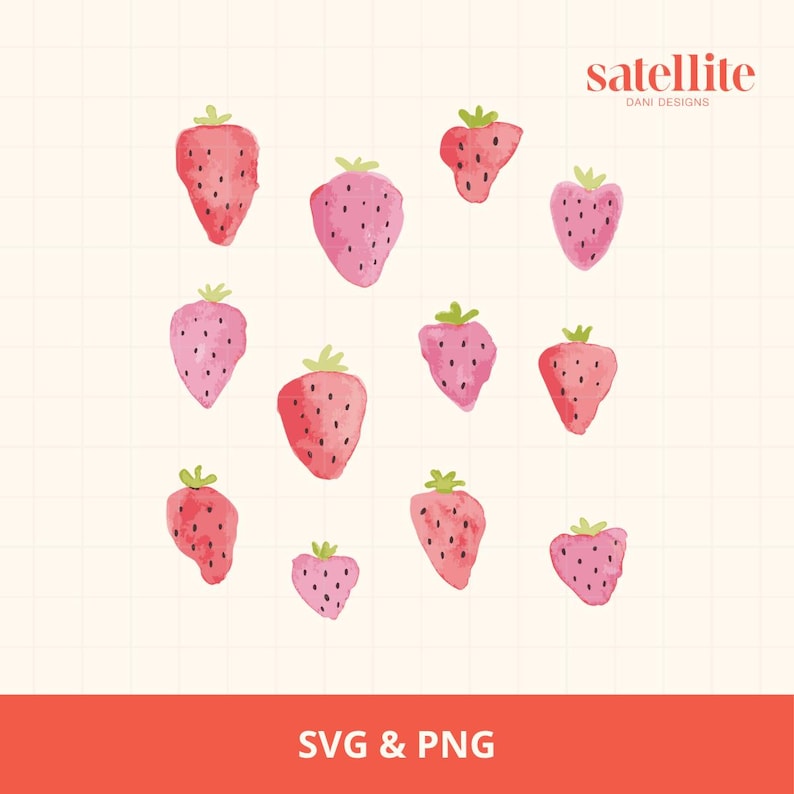 Watercolor Strawberry Clipart Set: Hand-drawn SVG, PNG Files - Etsy