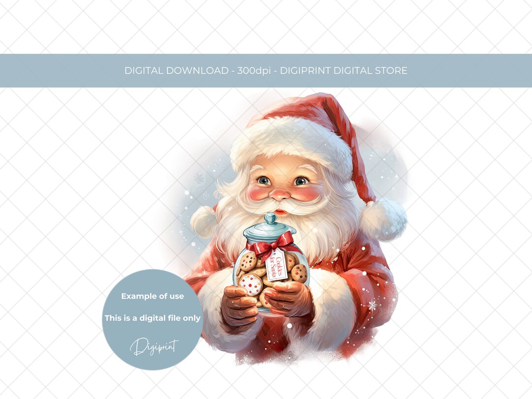 Santa Cookie PNG, Christmas Eve Kids Sublimation Digital Design ...