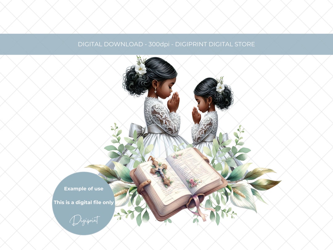 First Holy Communion PNG, Girls of Colour First Holy Communion Image ...