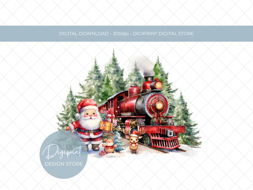Red Christmas Train Sublimation Png, Lapland Train PNG, Santa Sack ...
