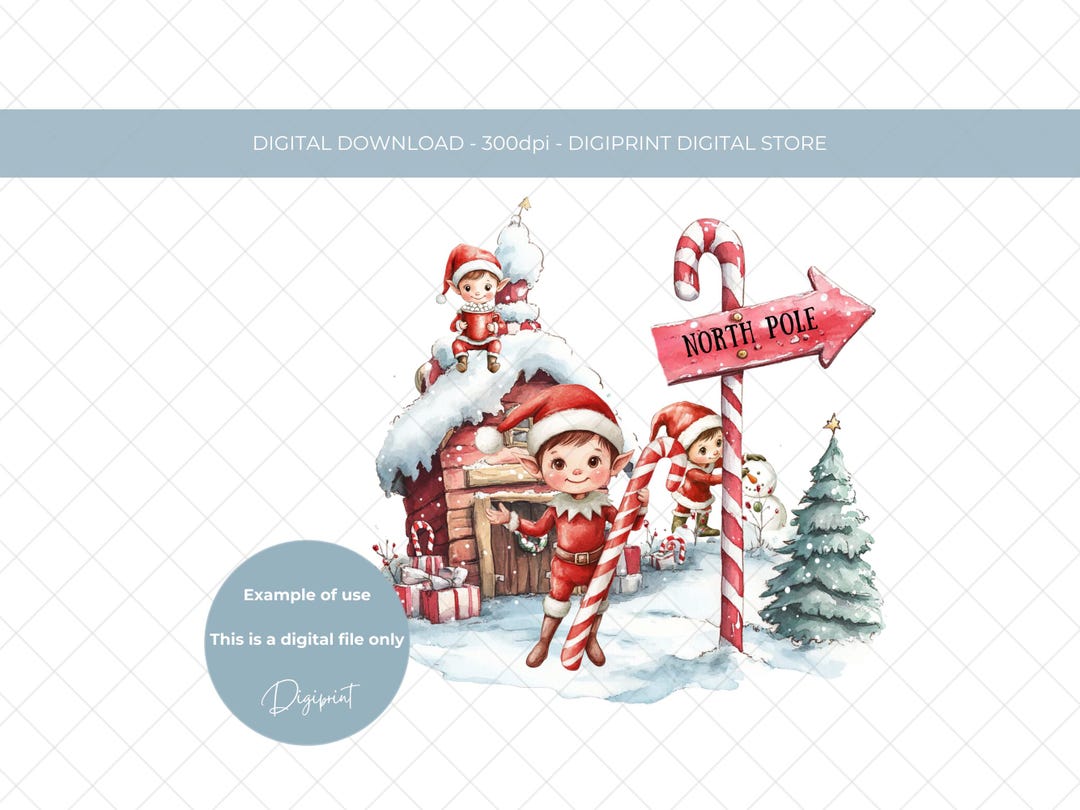North Pole Christmas Elf Digital PNG Christmas Graphic, Christmas Elf ...