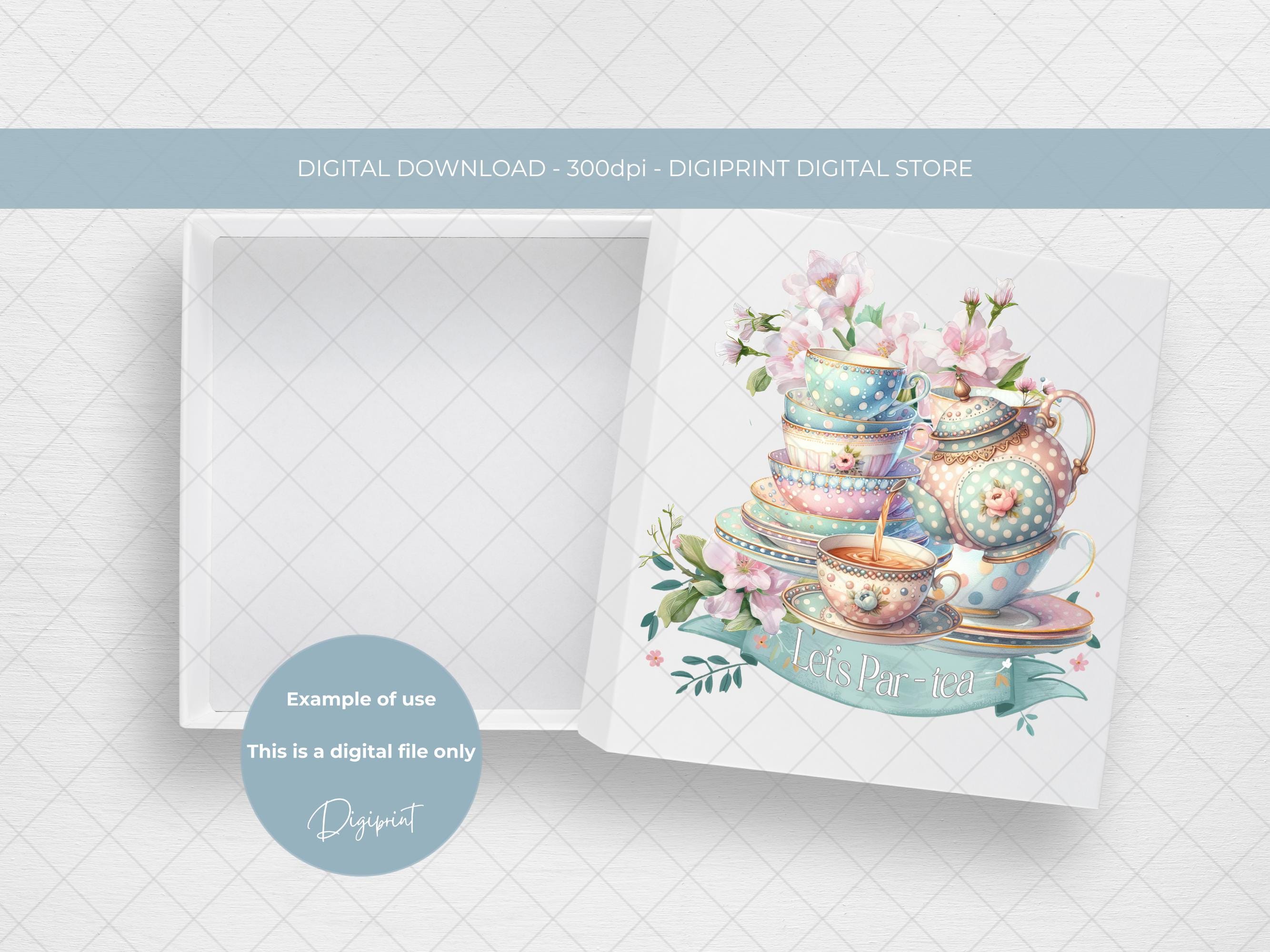High Tea Party Digital Image Transfer PNG for Cardmaking Personalised ...