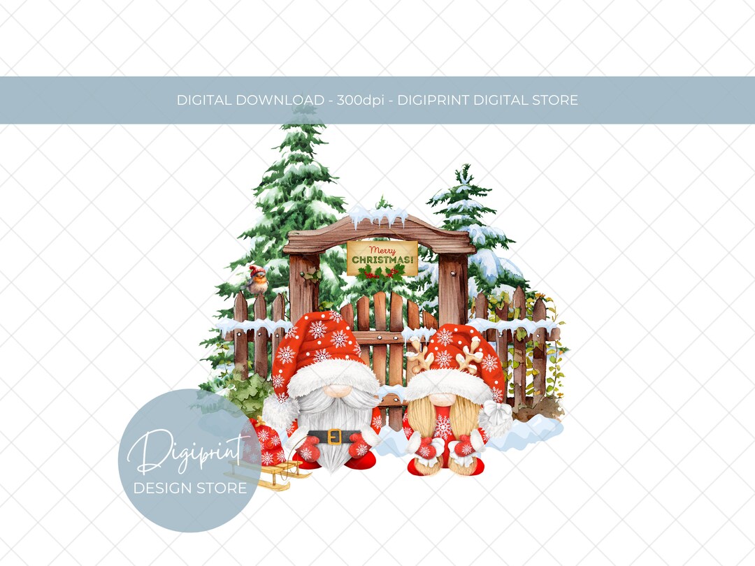 Merry Christmas Clipart Cute Red christmas Gnomes Instant - Etsy
