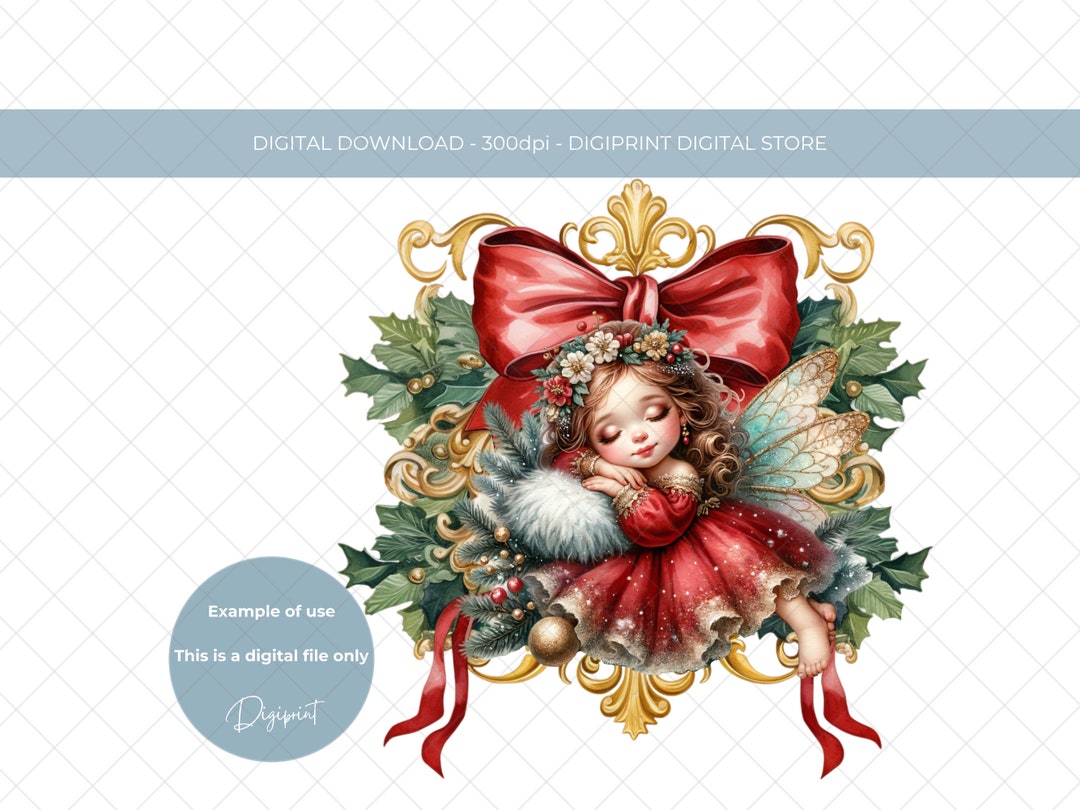Christmas Fairy Image, Red Christmas Fairy Sublimation PNG, Christmas ...