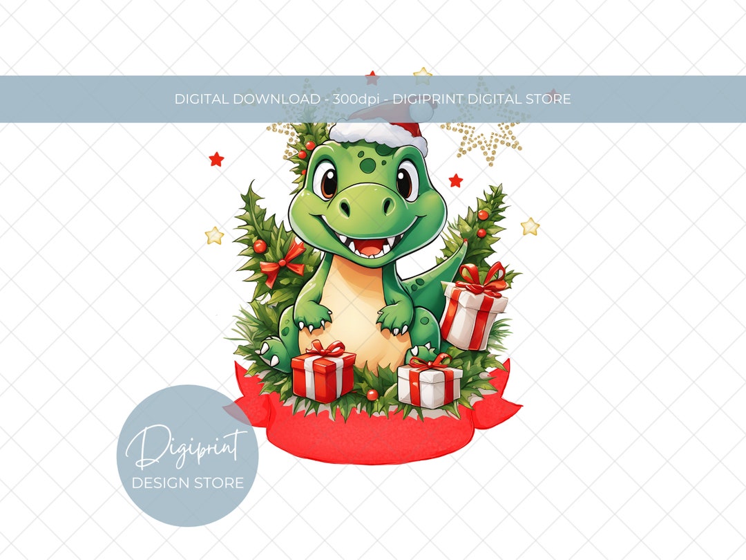 Cute Christmas Dinosaur Design, Kids Christmas Dinosaur Png, Tee Shirt ...