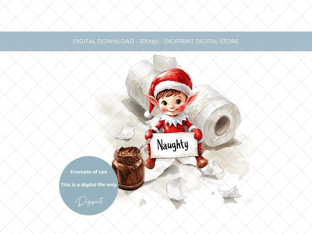 Naughty Christmas Elf Digital PNG Christmas Graphic, Christmas Elf ...