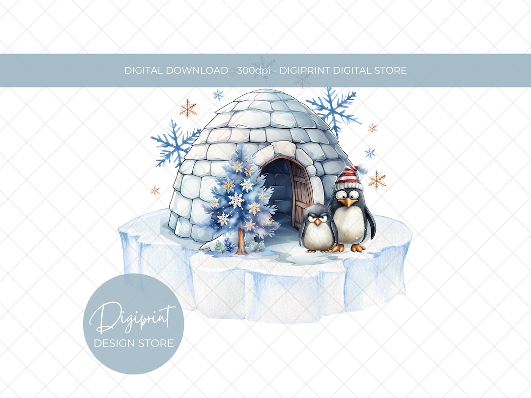 Cute Christmas Penguin Igloo Clipart, New Home PNG, 1st Home Clipart ...